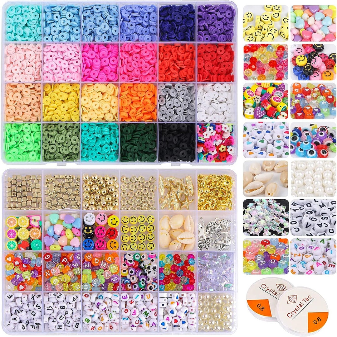 6000pcs Polymer Clay Bead Set, Jewellery Making Kit for Kids Adults ...