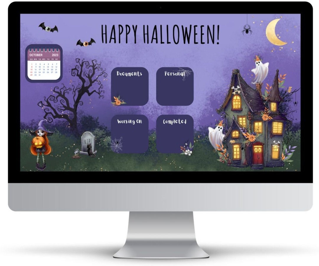 Wallpaper Desktop Organizer Halloween Wallpaper Haunted House Digital ...