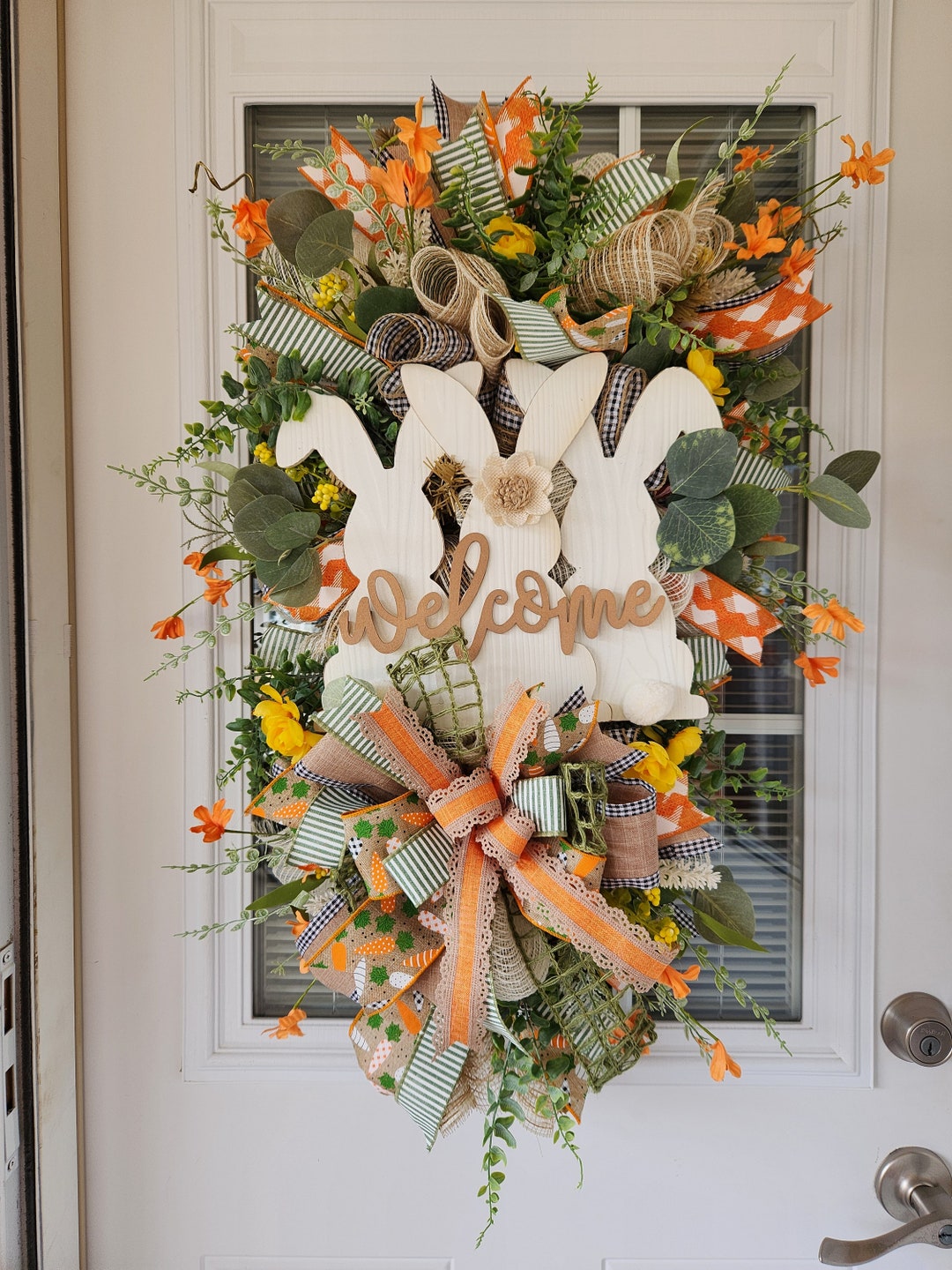 Easter Deco Mesh Swag, Bunny Deco Mesh Swag, Easter Swag, Welcome Swag ...