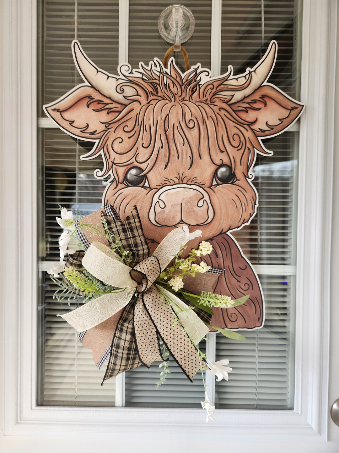 Highland Cow, Welcome Sign, Front Door Sign, Welcome Door Hanger ...