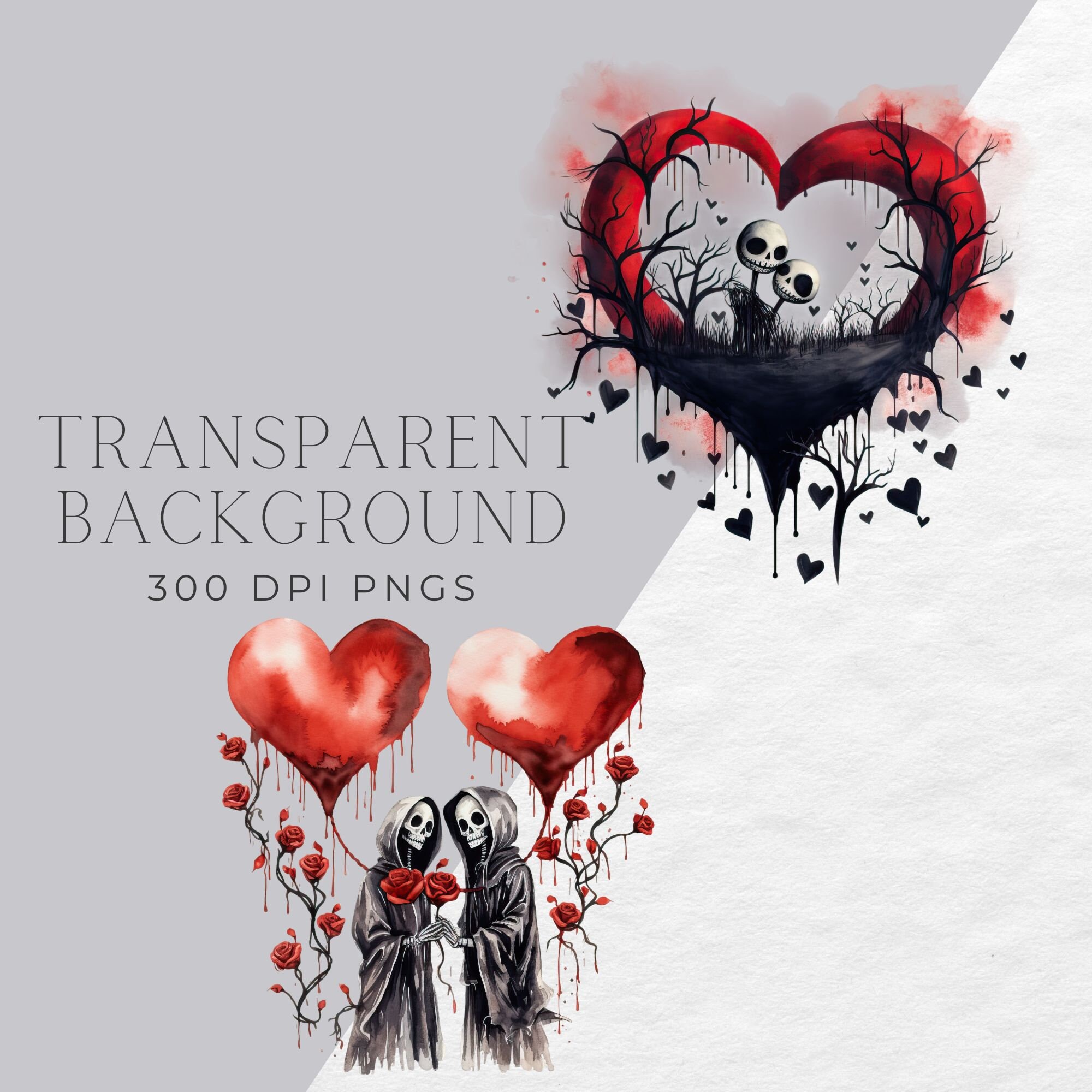 Spooky Valentine Clipart, Valentine Ghost Png, Gothic Clipart, Horror ...