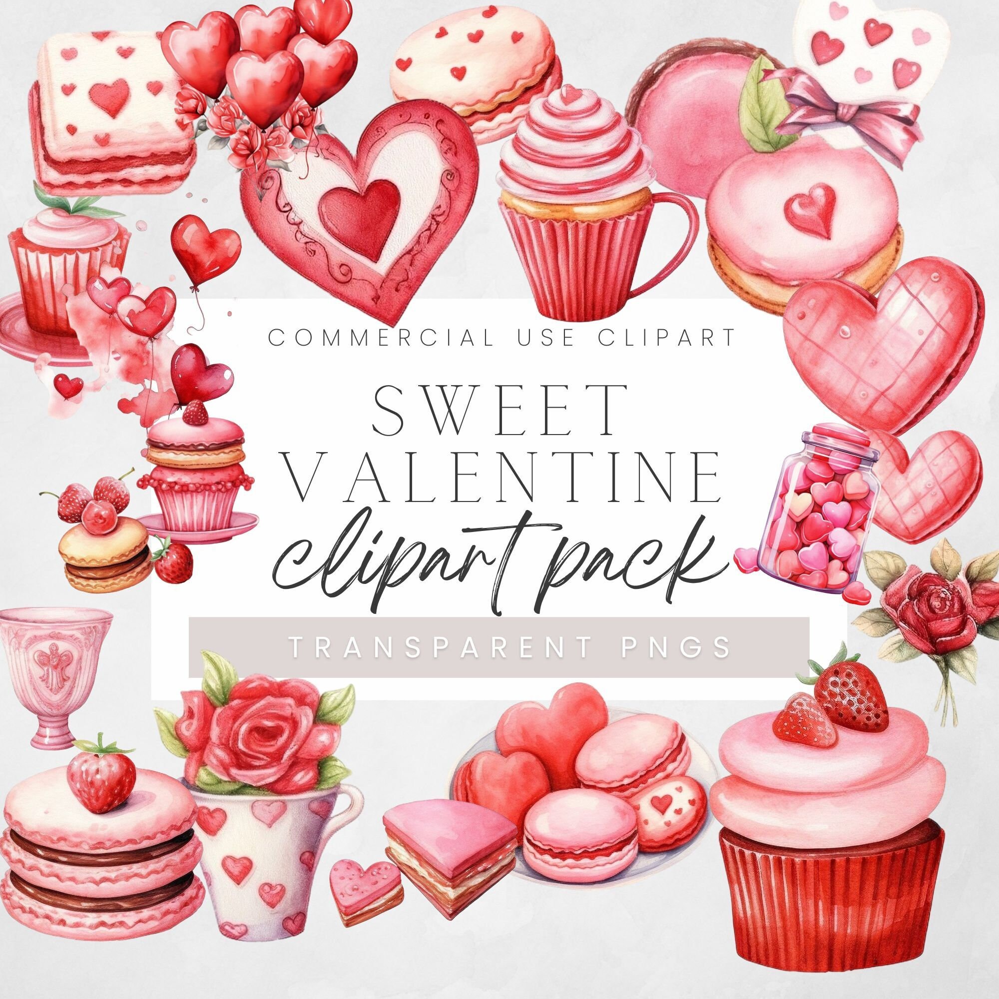 Valentine Clipart Bundle: 4 Sets of Romantic Clipart and Textures - Etsy