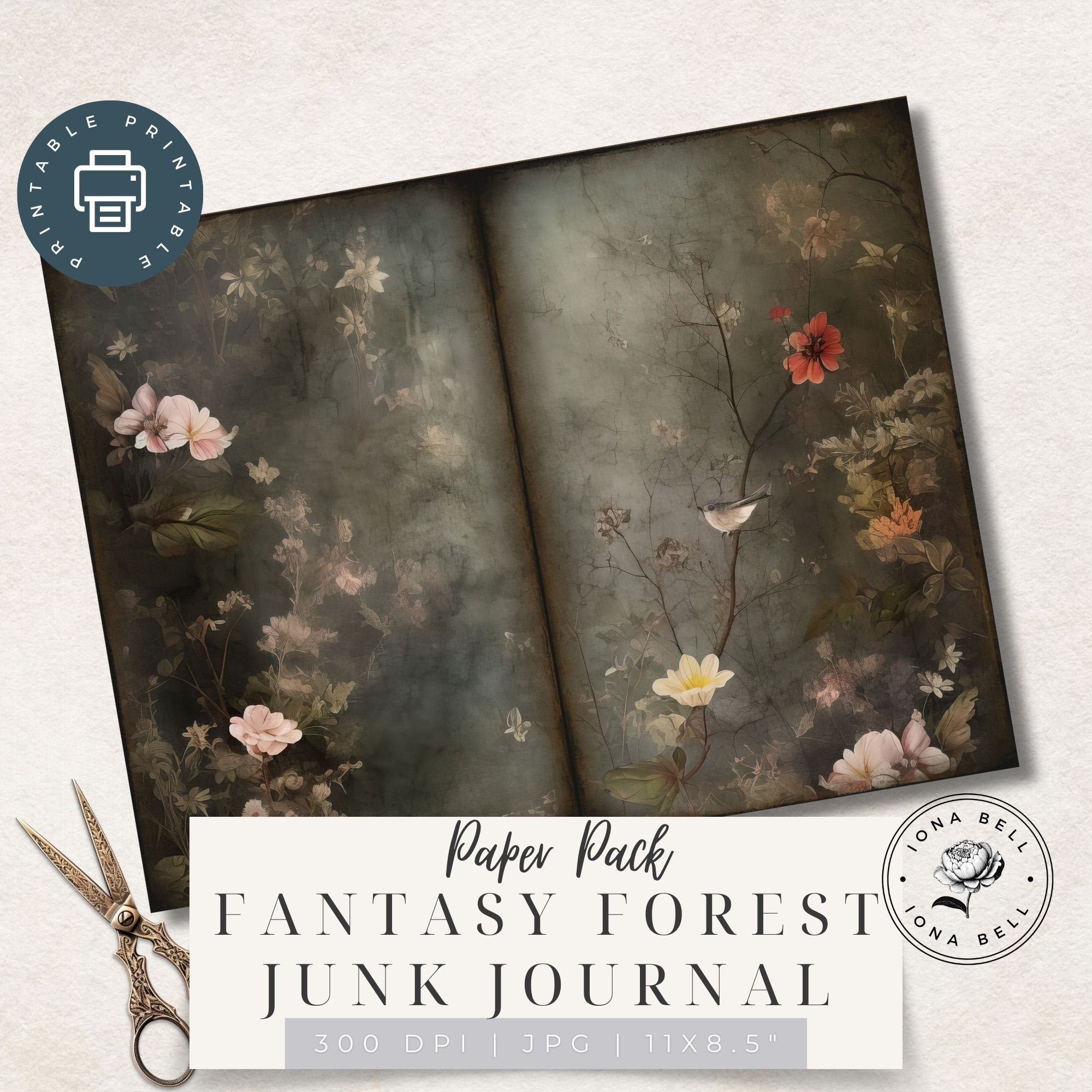 Fantasy Forest Junk Journal, Printable Junk Journal Pages, Vintage ...