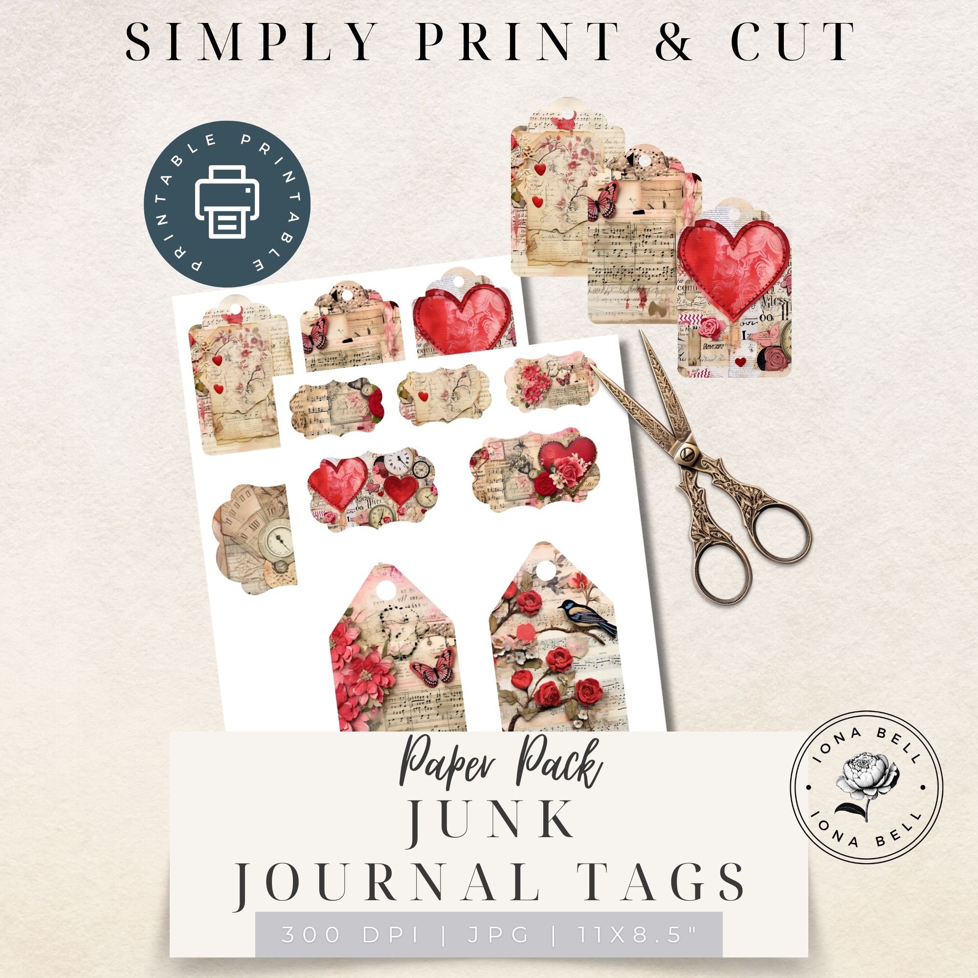 Valentines Day Junk Journal Kit, Valentines Junk Journal Pages, Love ...