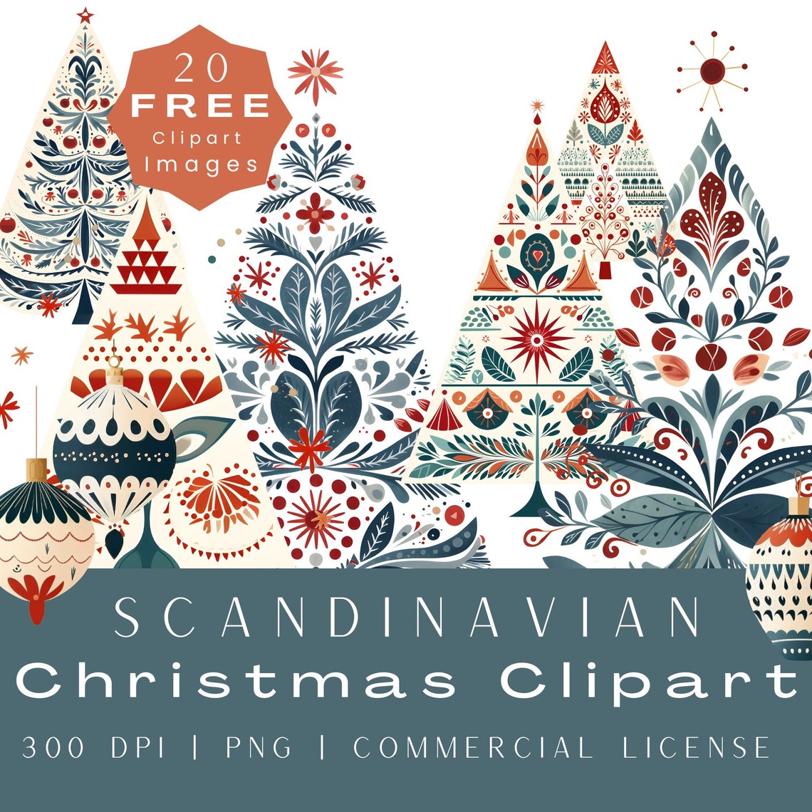Christmas Clipart Commercial Use Cozy Winter Clipart Folk Art Christmas ...