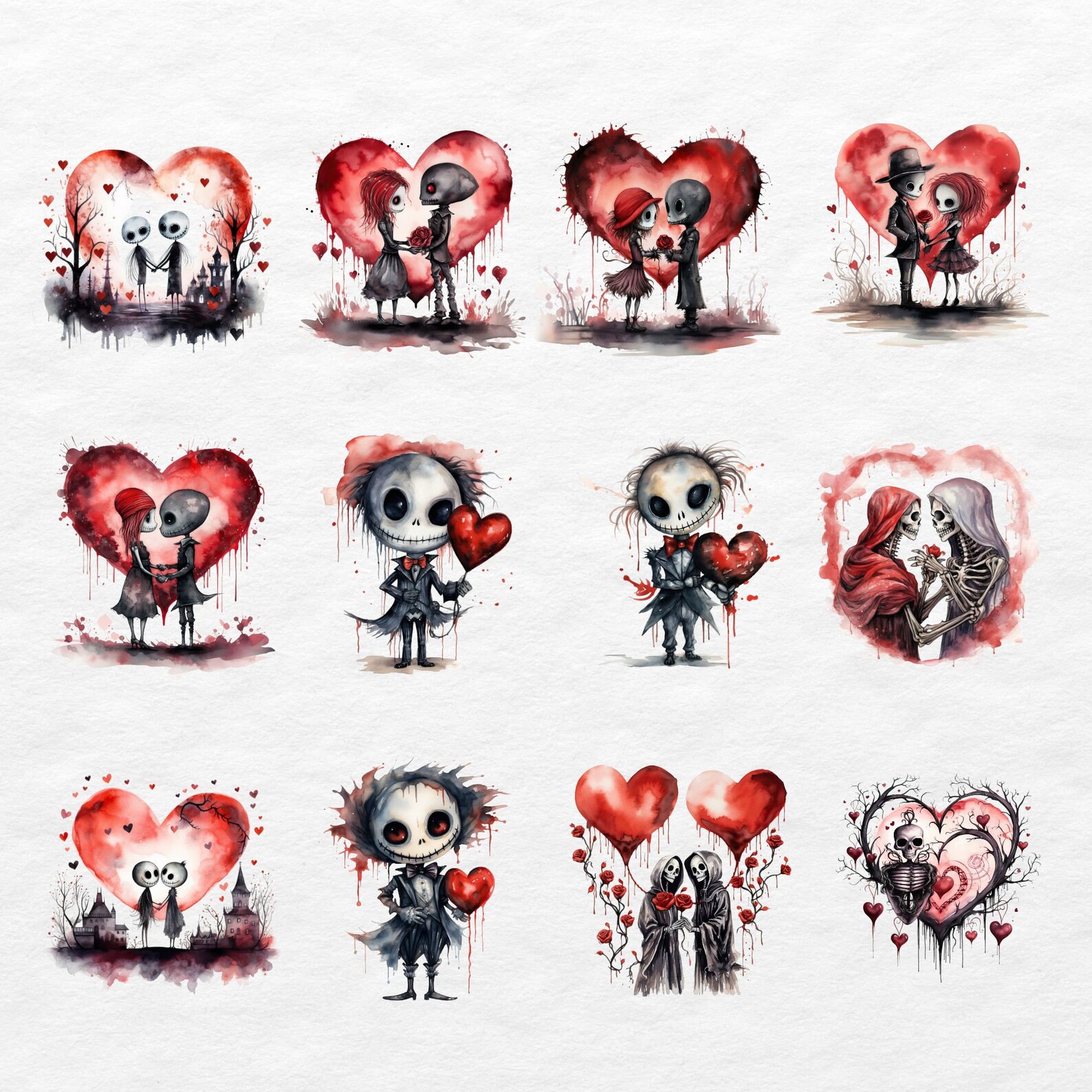 Spooky Valentine Clipart, Valentine Ghost Png, Gothic Clipart, Horror ...