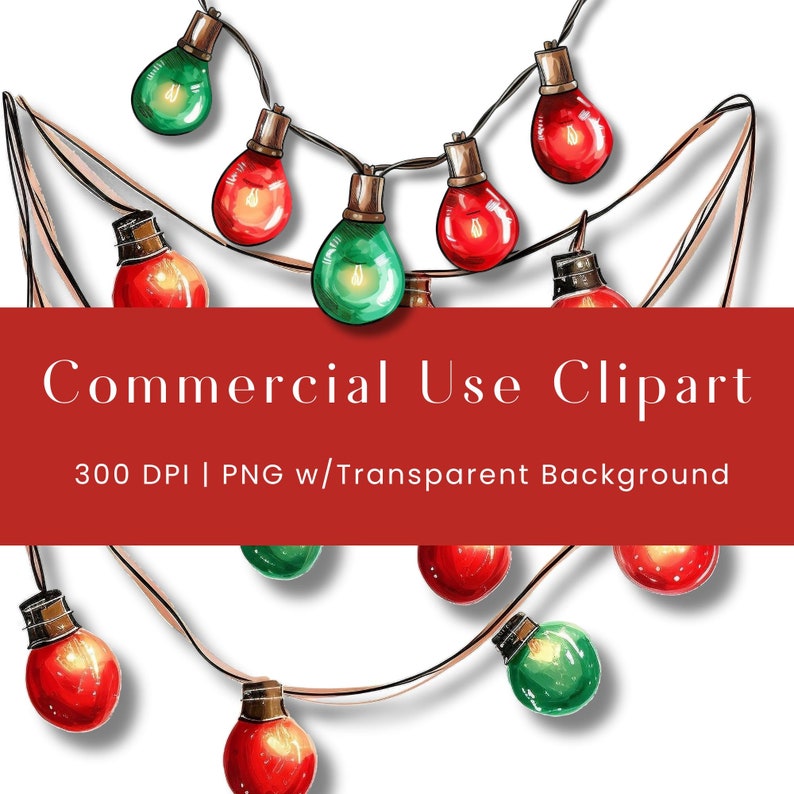 Christmas Comfort Clipart Holiday Cards Christmas Lights PNG Instant ...
