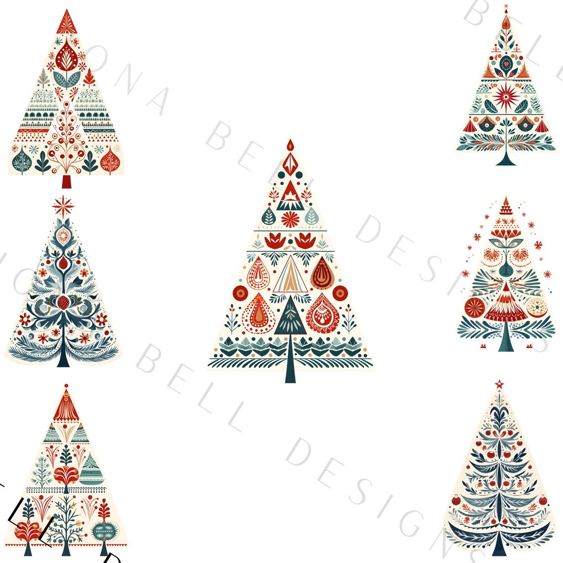 Christmas Clipart Commercial Use Cozy Winter Clipart Folk Art Christmas ...