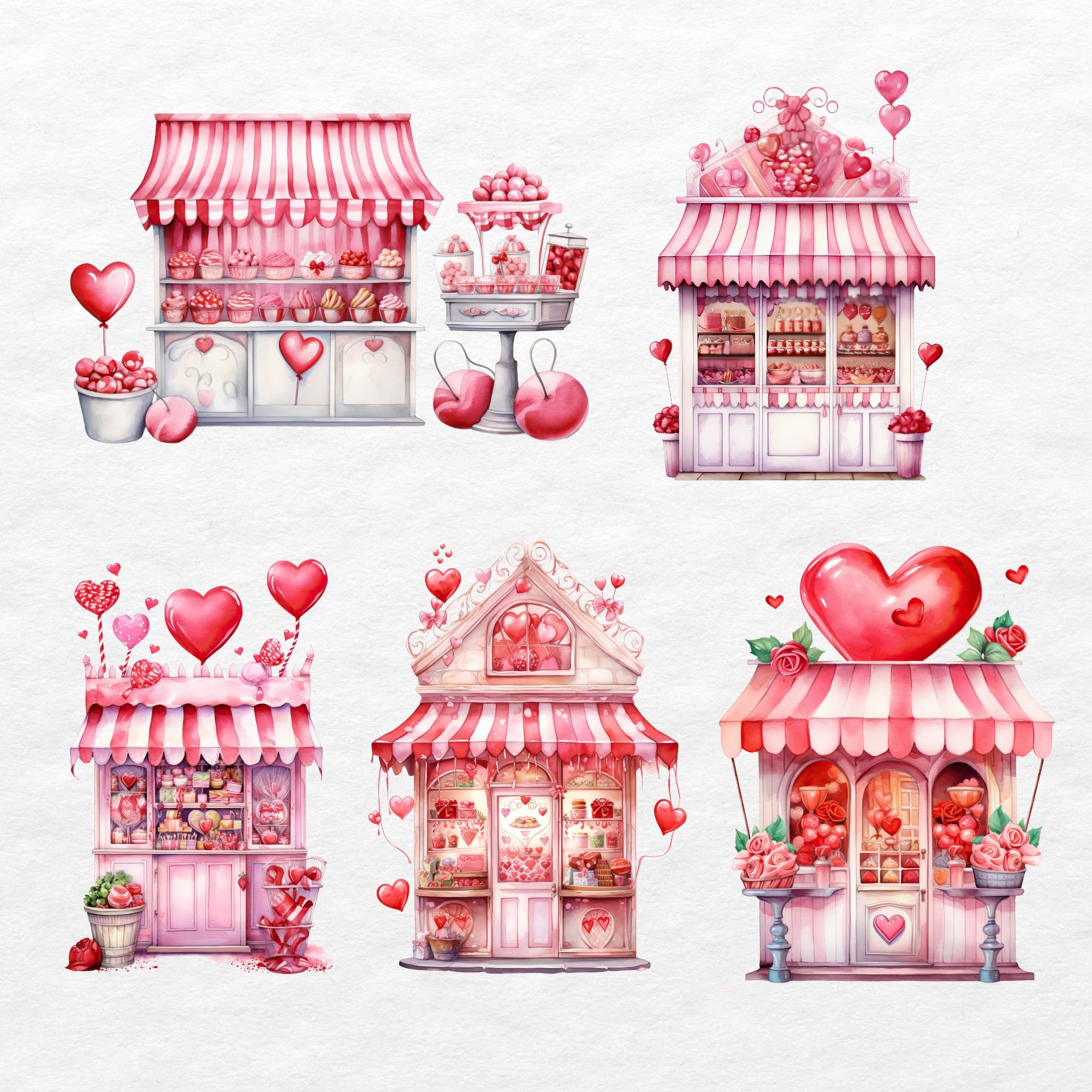 Valentine Candy Shop Clipart, Commercial Use, Art, Fussy Cuts Digital ...