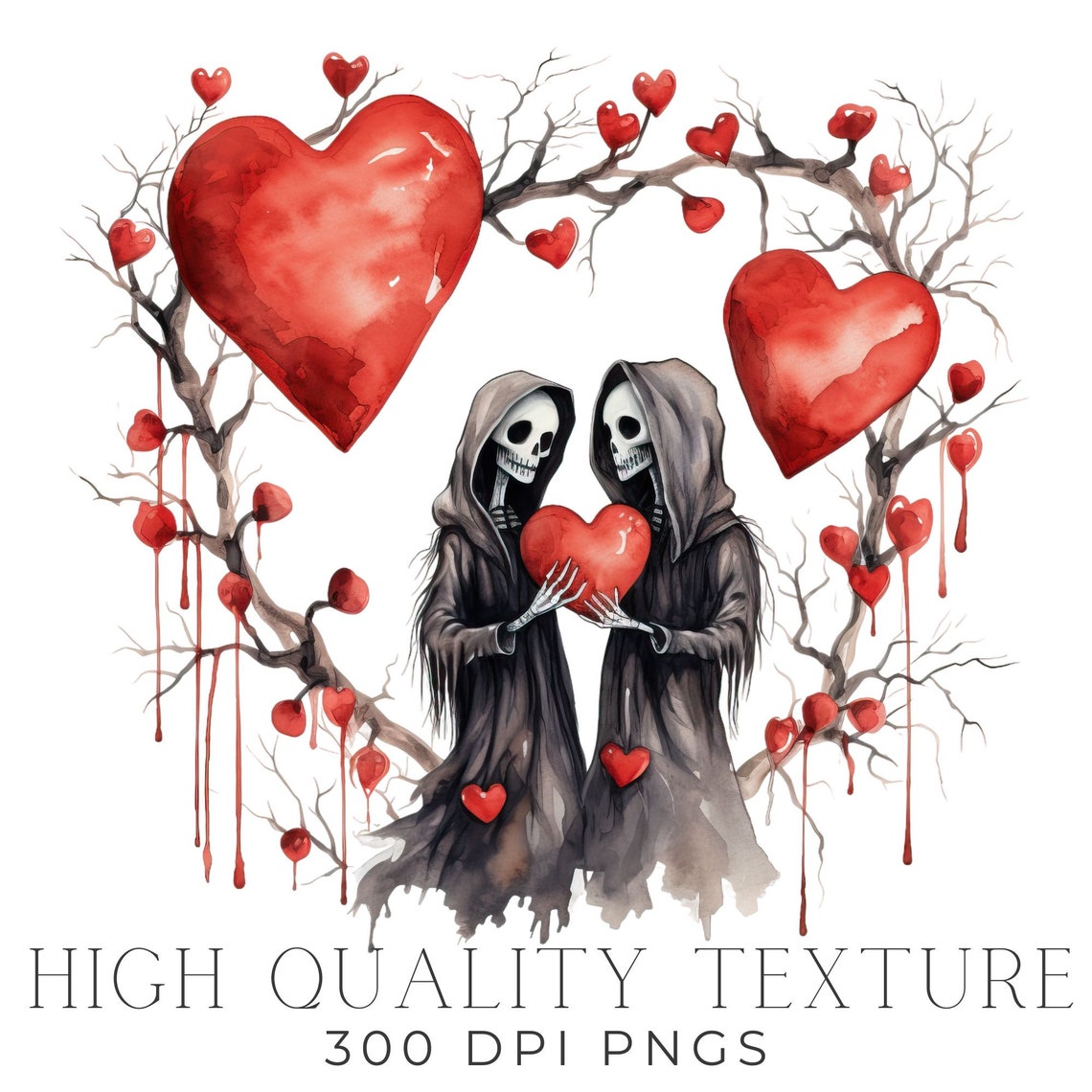 Spooky Valentine Clipart, Valentine Ghost Png, Gothic Clipart, Horror ...