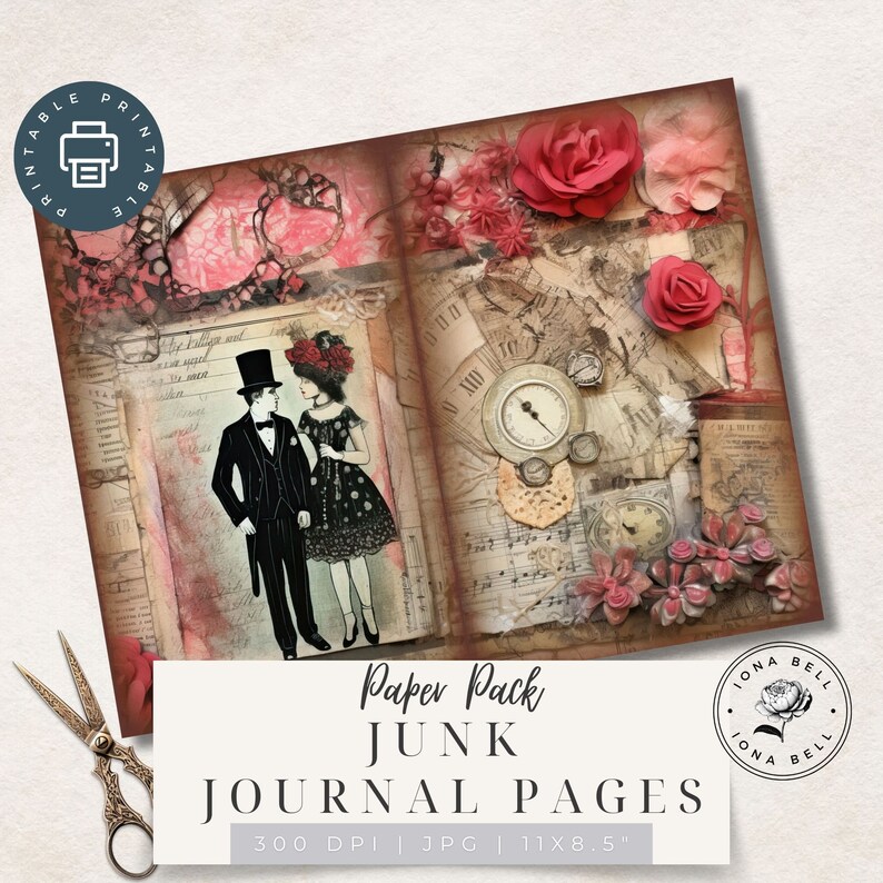 Valentines Day Junk Journal Kit, Valentines Junk Journal Pages, Love ...