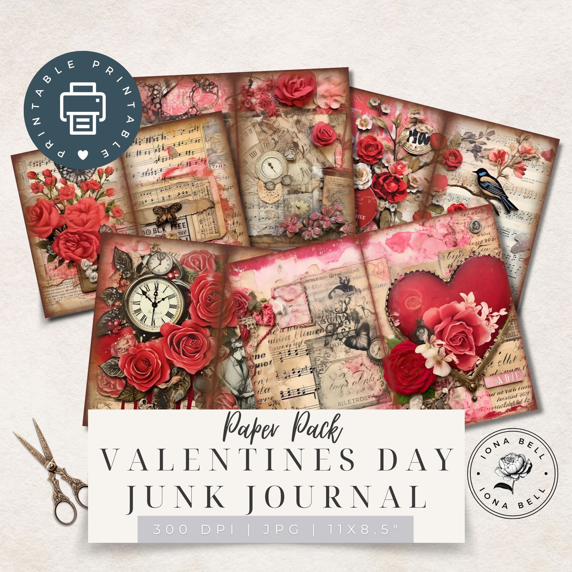 Valentines Day Junk Journal Kit, Valentines Junk Journal Pages, Love ...