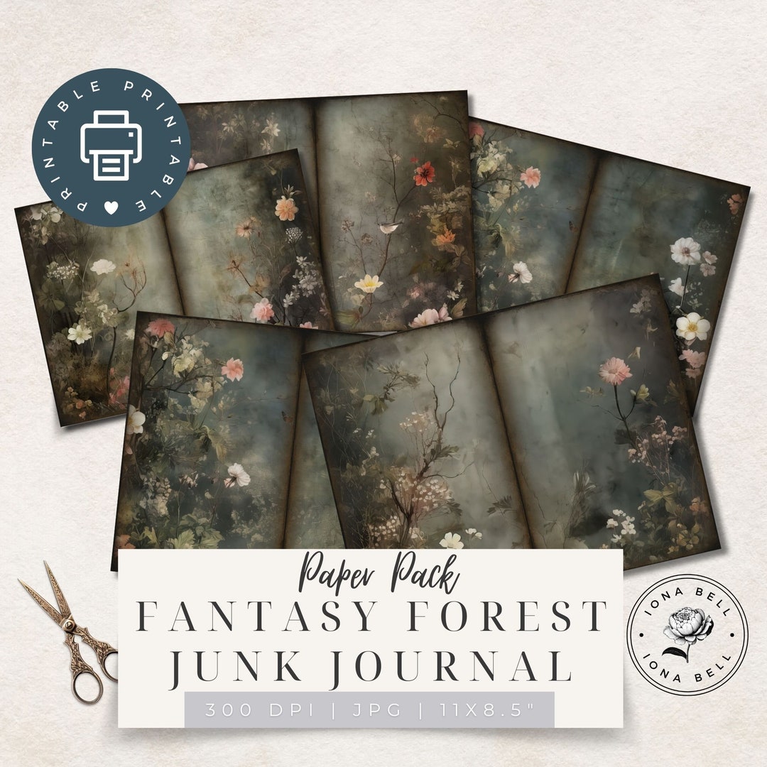 Fantasy Forest Junk Journal, Printable Junk Journal Pages, Vintage ...