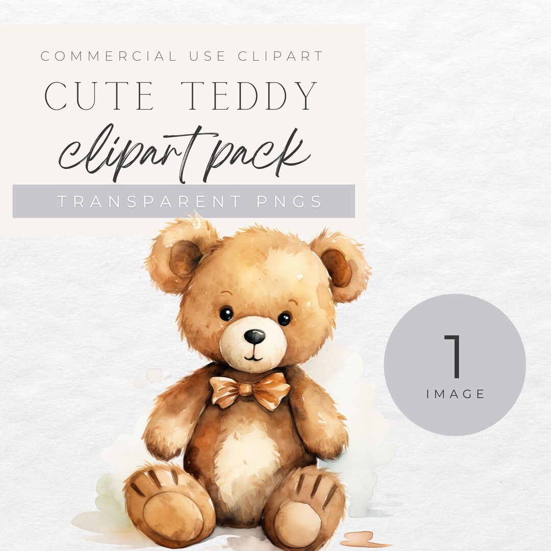Boho Teddy Bear Clipart, Watercolor Baby Shower Clipart, Teddy Bear ...