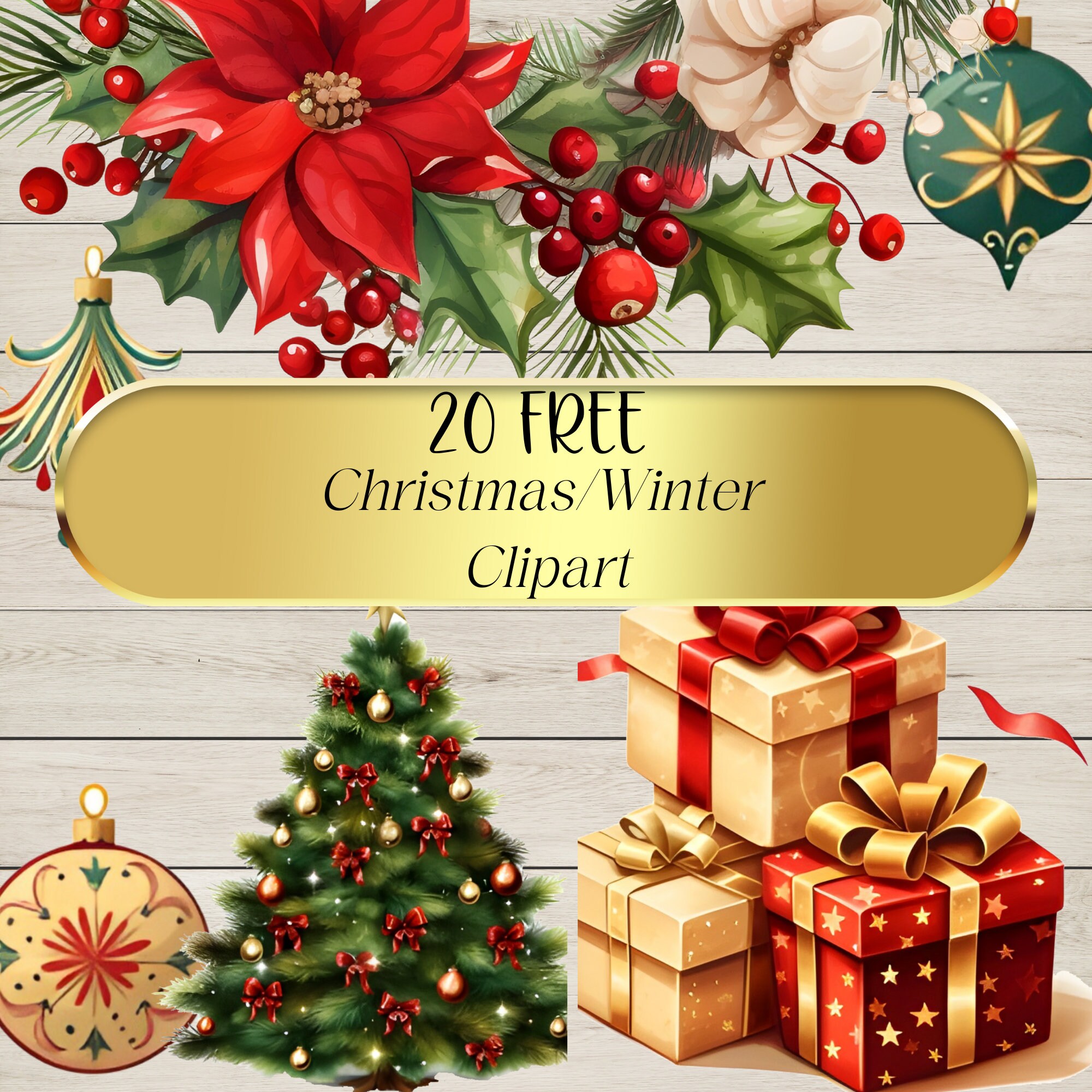 Christmas Clipart Commercial Use Cozy Winter Clipart Folk Art Christmas ...