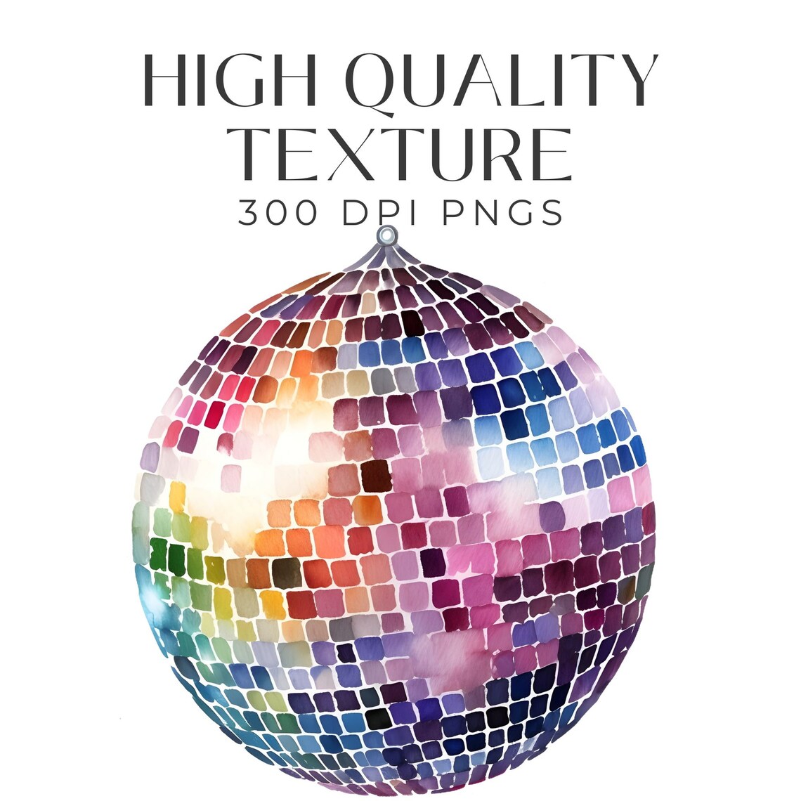 Watercolor Disco Ball Clipart, Single Image, Transparent PNG ...