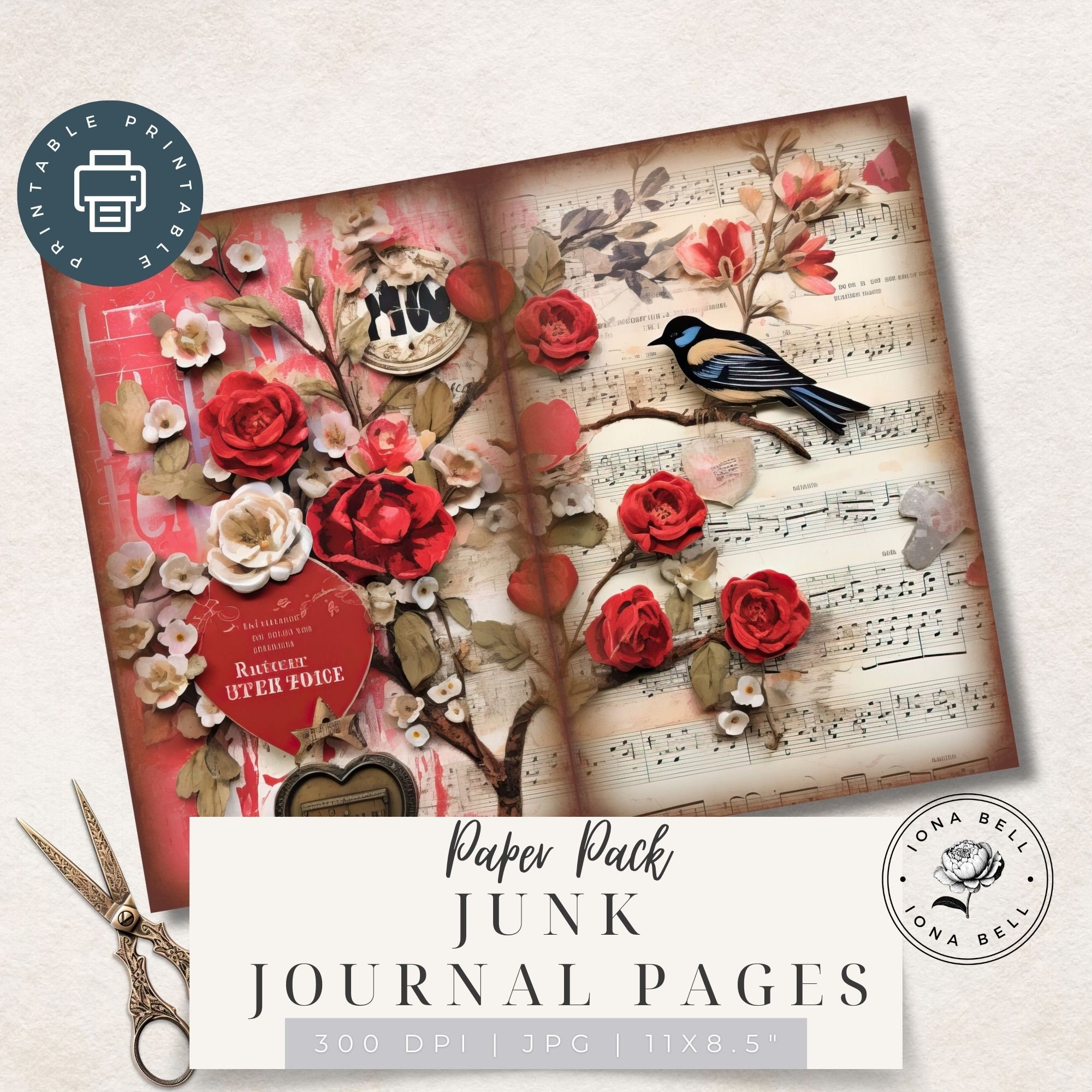 Valentines Day Junk Journal Kit, Valentines Junk Journal Pages, Love ...