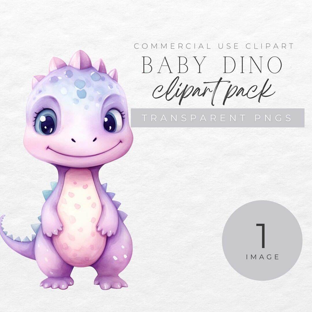 Girly Dinosaur Clipart, Animal, Baby Png, Nursery Wall Art, Commercial ...