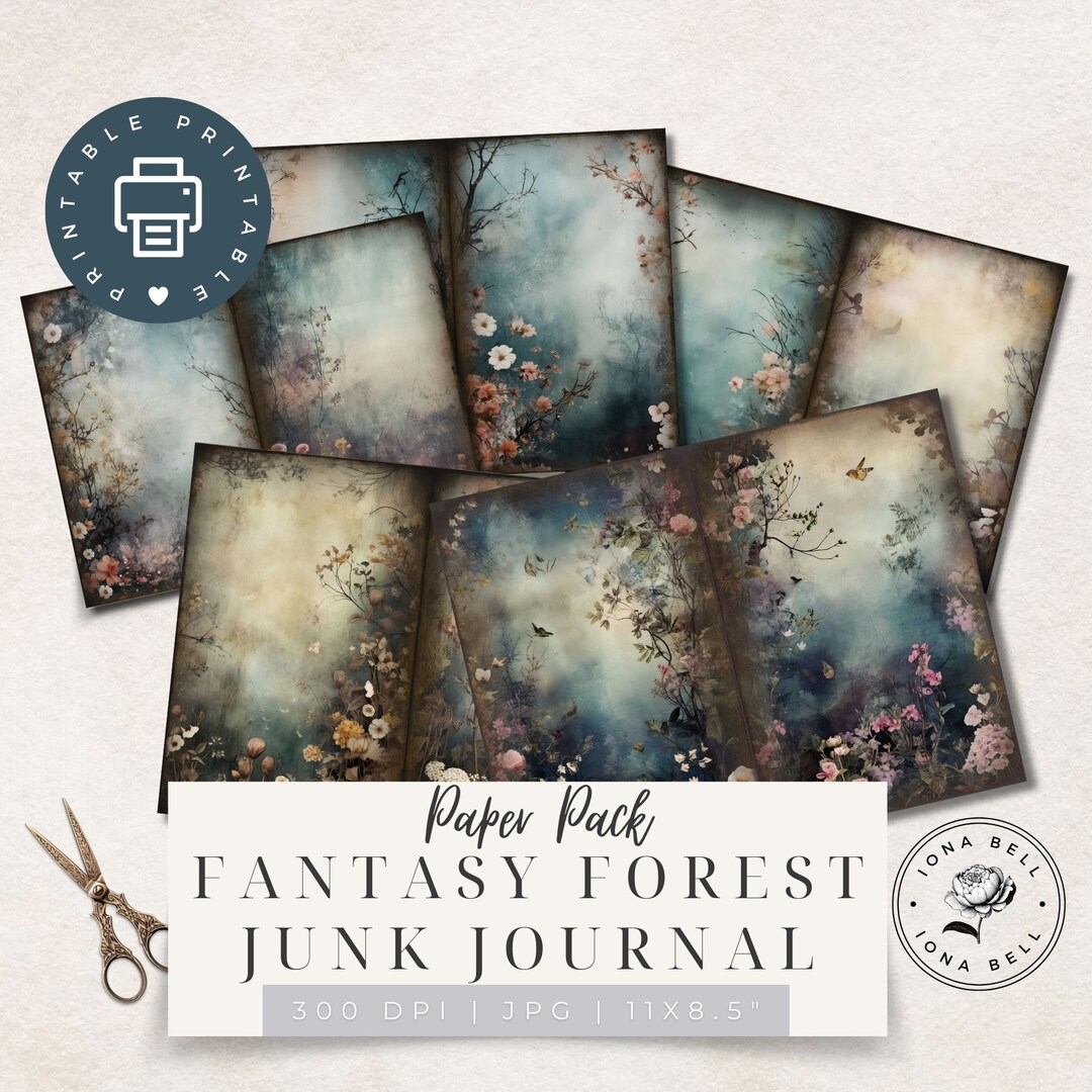 Fantasy Forest Junk Journal Kit, Printable Junk Journal Pages, Vintage ...