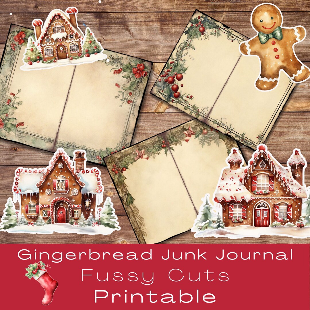 Gingerbread Junk Journal Pages Gingerbread Man Fussy Cut Printable ...