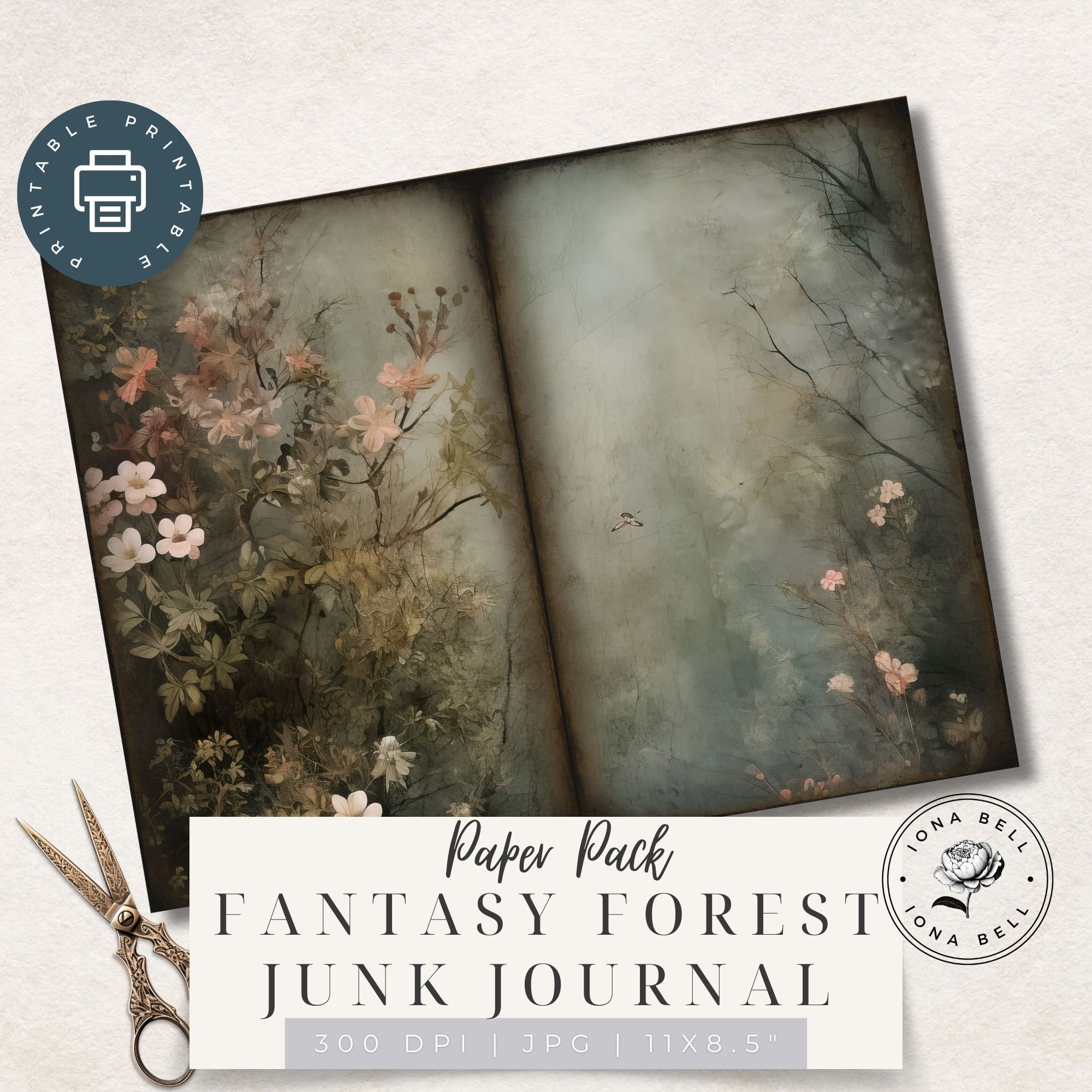 Fantasy Forest Junk Journal, Printable Junk Journal Pages, Vintage ...