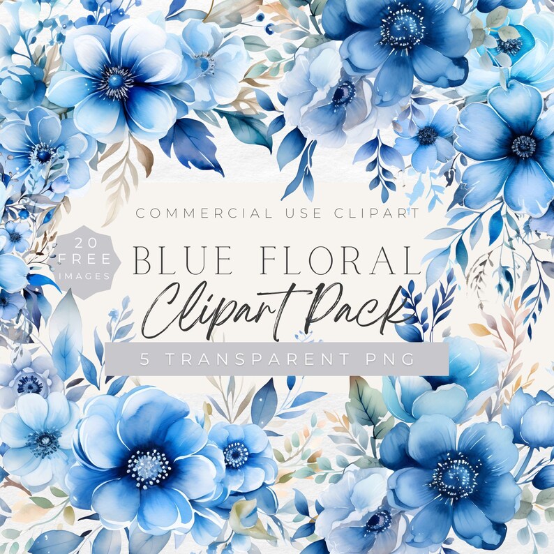 Royal Blue Flower Clipart Instant Download Commercial Use Floral Clip ...