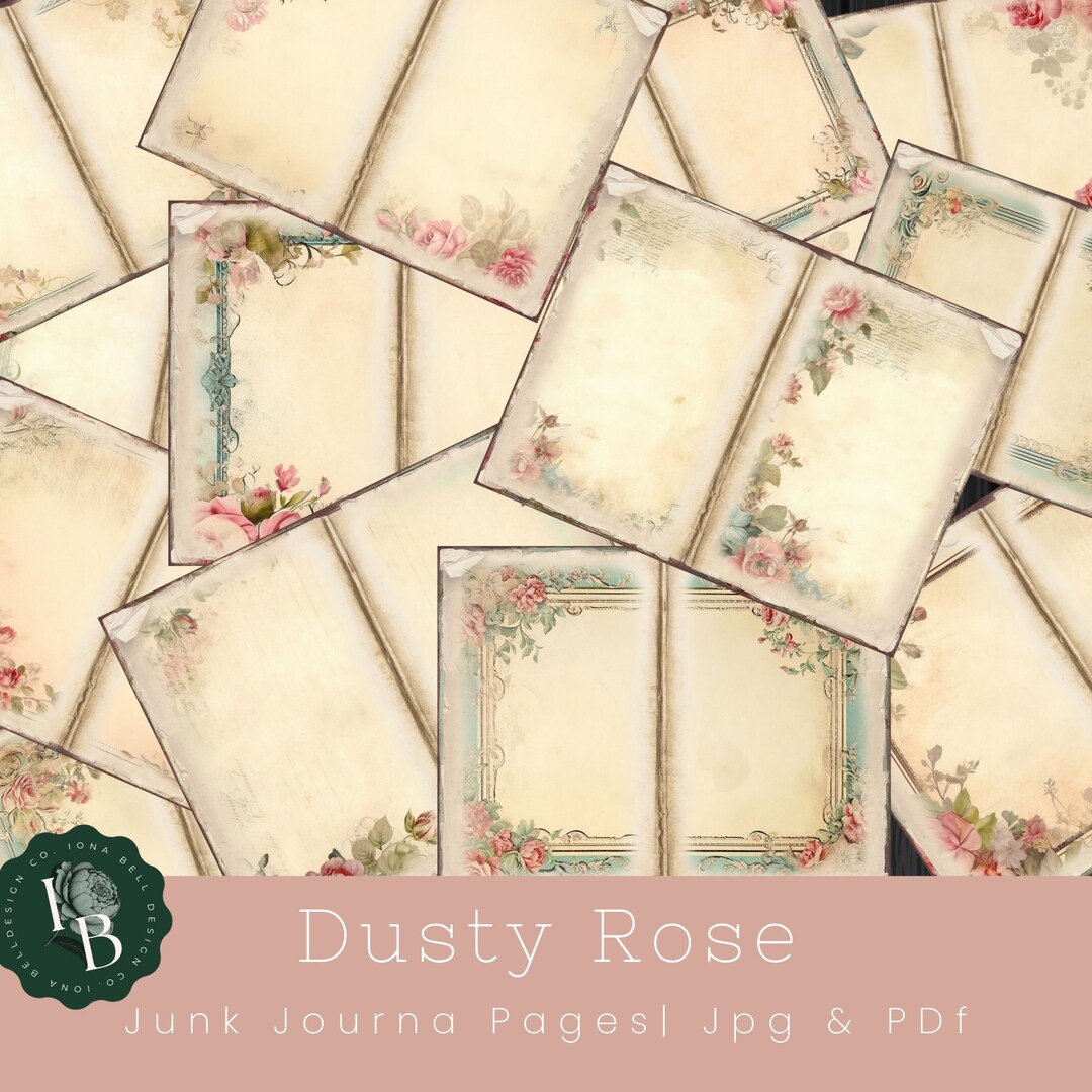 Junk Journal Dusty Pink Digital Download Dusty Rose Beige Lace Shabby ...