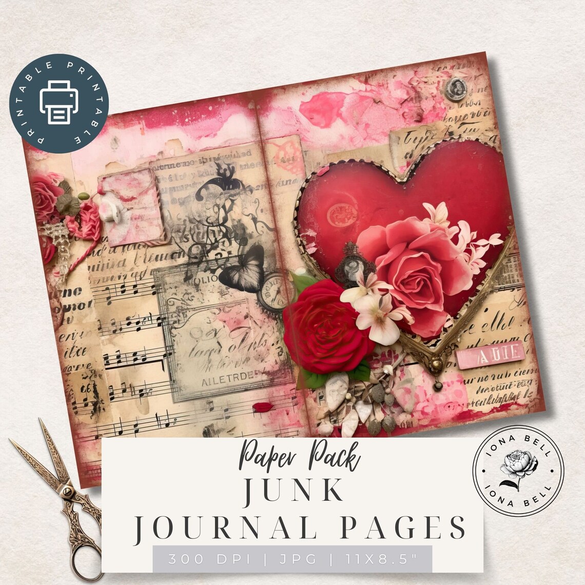 Valentines Day Junk Journal Kit, Valentines Junk Journal Pages, Love ...