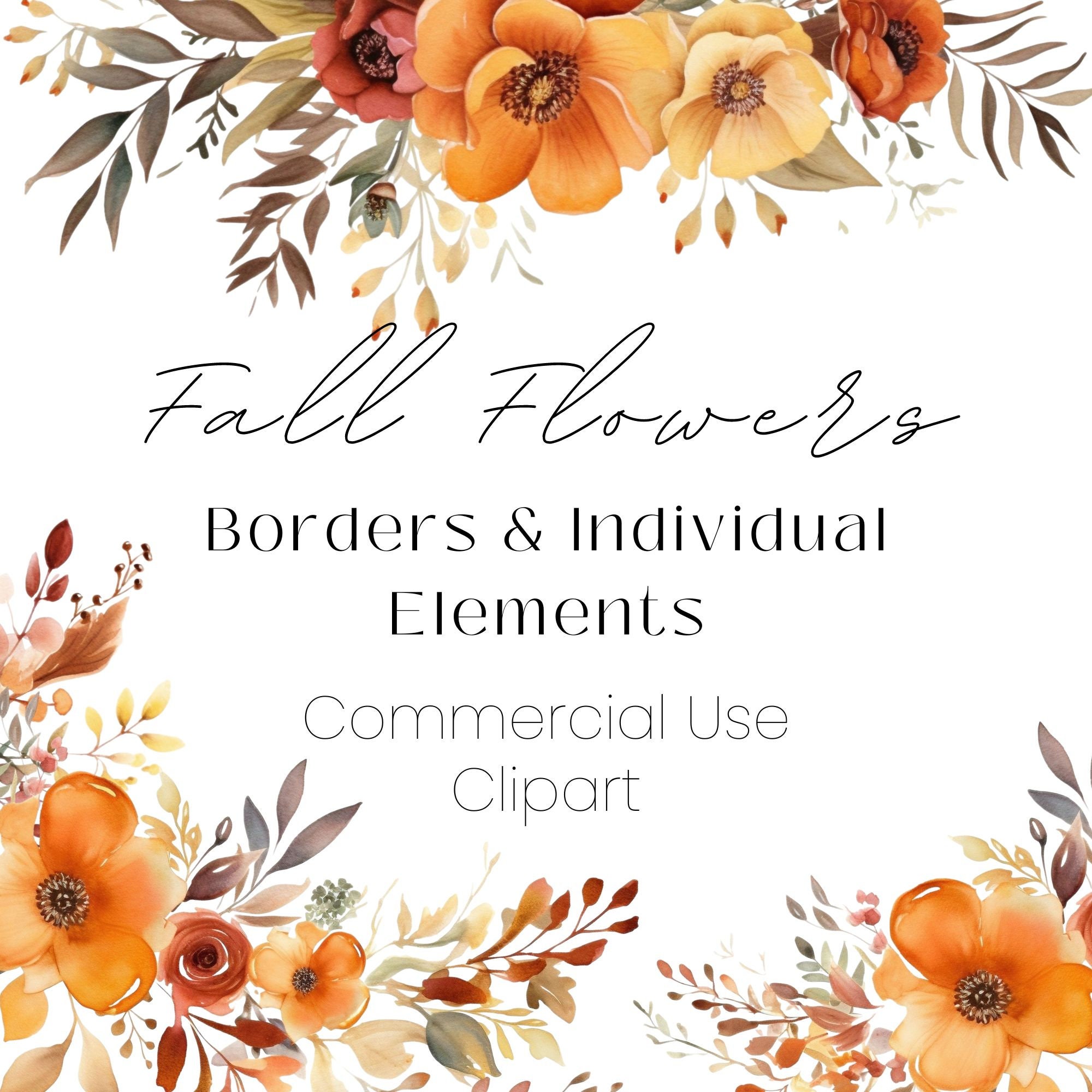 Fall Flower Border Clipart Commercial Use Fall Leaves Watercolor ...