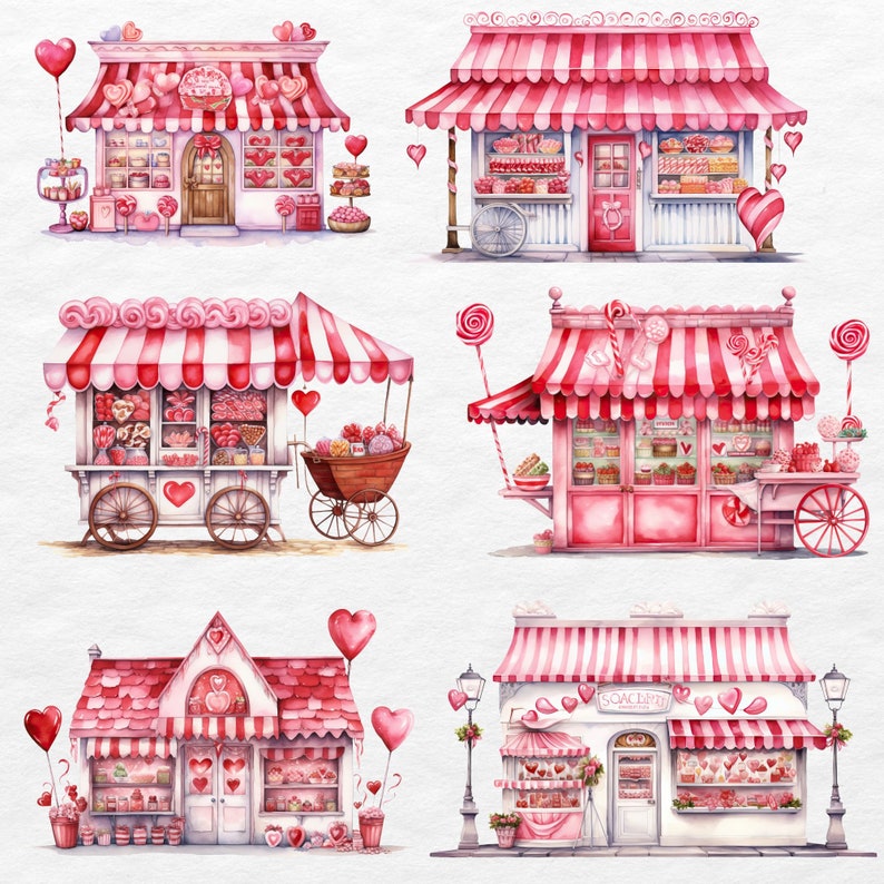Valentine Candy Shop Clipart, Commercial Use, Art, Fussy Cuts Digital ...
