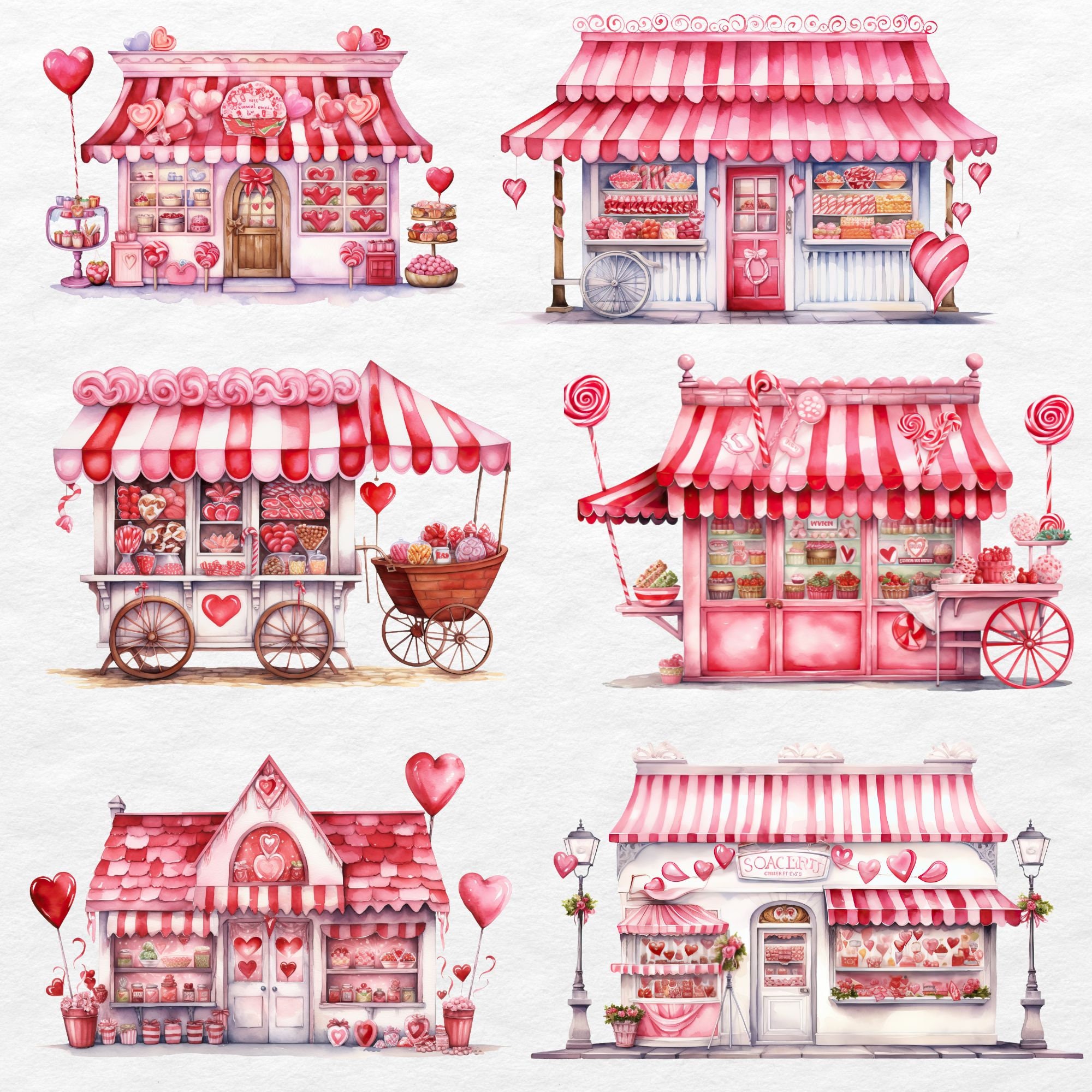 Valentine Candy Shop Clipart, Commercial Use, Art, Fussy Cuts Digital ...