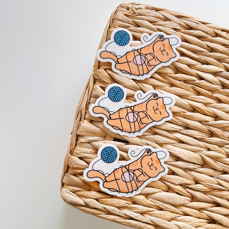 Cat Yarn Sticker, Orange Cat Sticker, Black Cat Sticker, Funny Cat ...