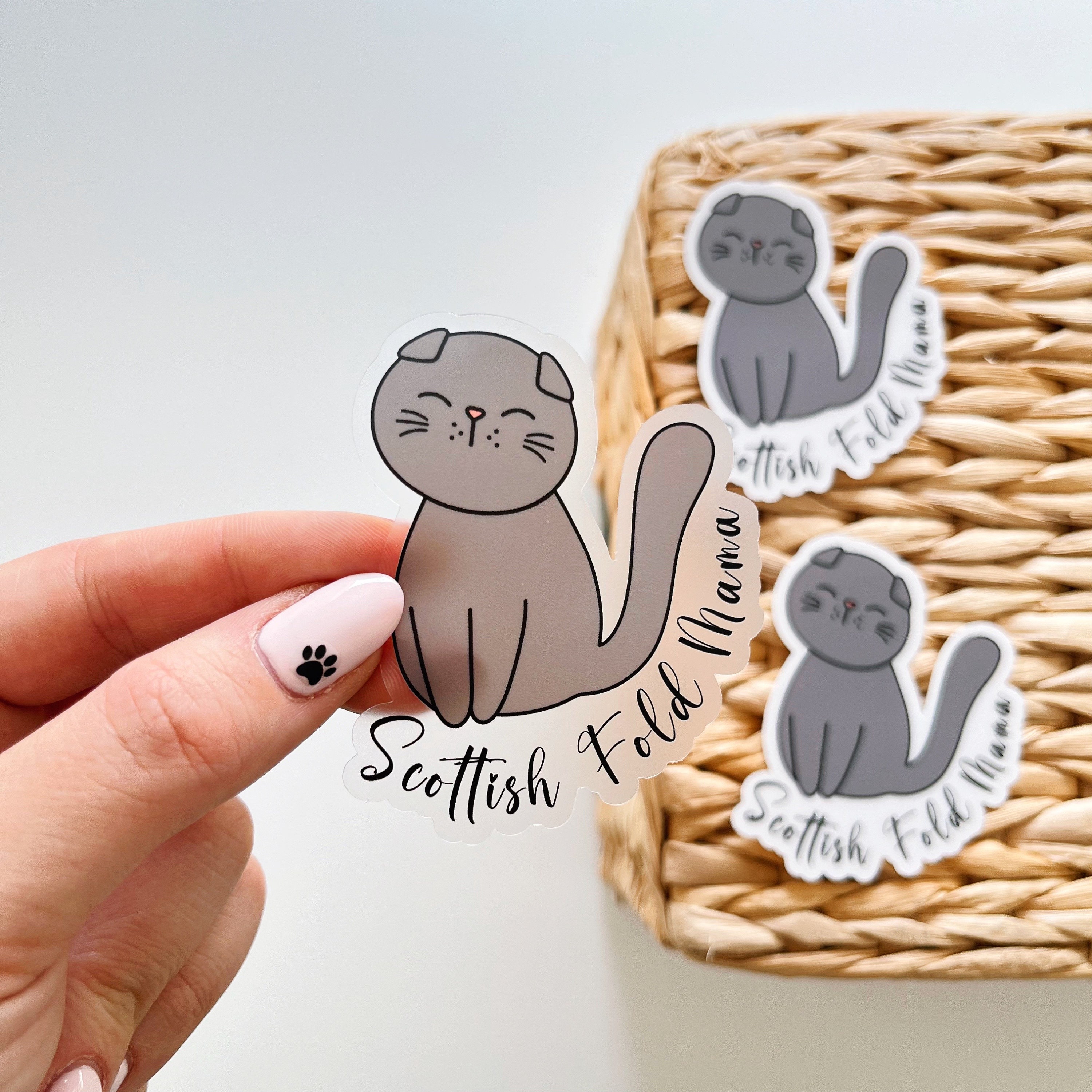 Scottish Fold Mama Sticker, Black Scottish Fold, Grey Scottish Fold ...
