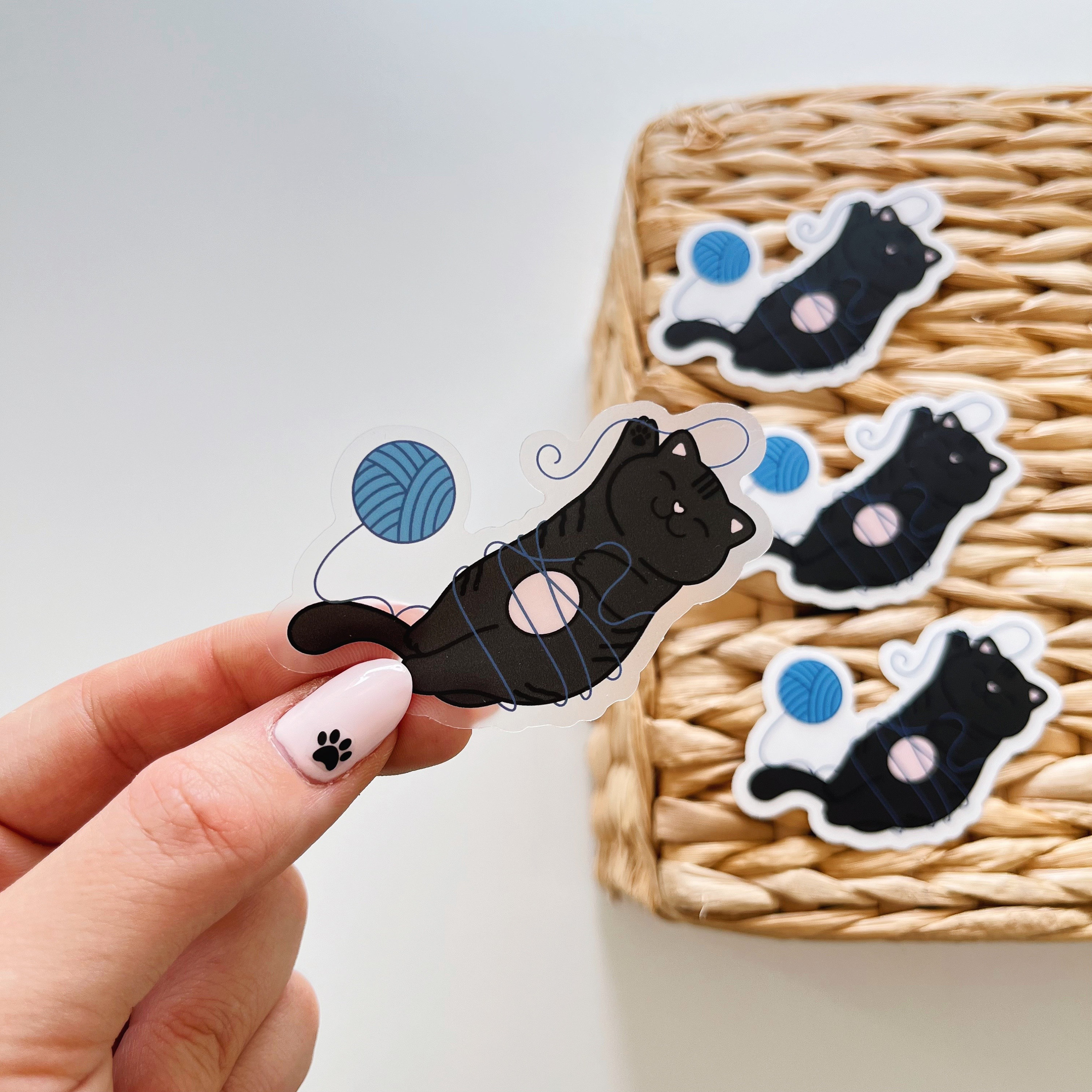 Cat Yarn Sticker, Orange Cat Sticker, Black Cat Sticker, Funny Cat ...