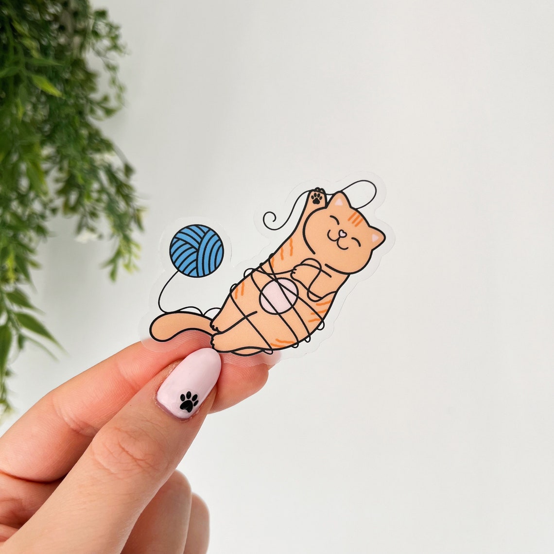 Cat Yarn Sticker, Orange Cat Sticker, Black Cat Sticker, Funny Cat ...