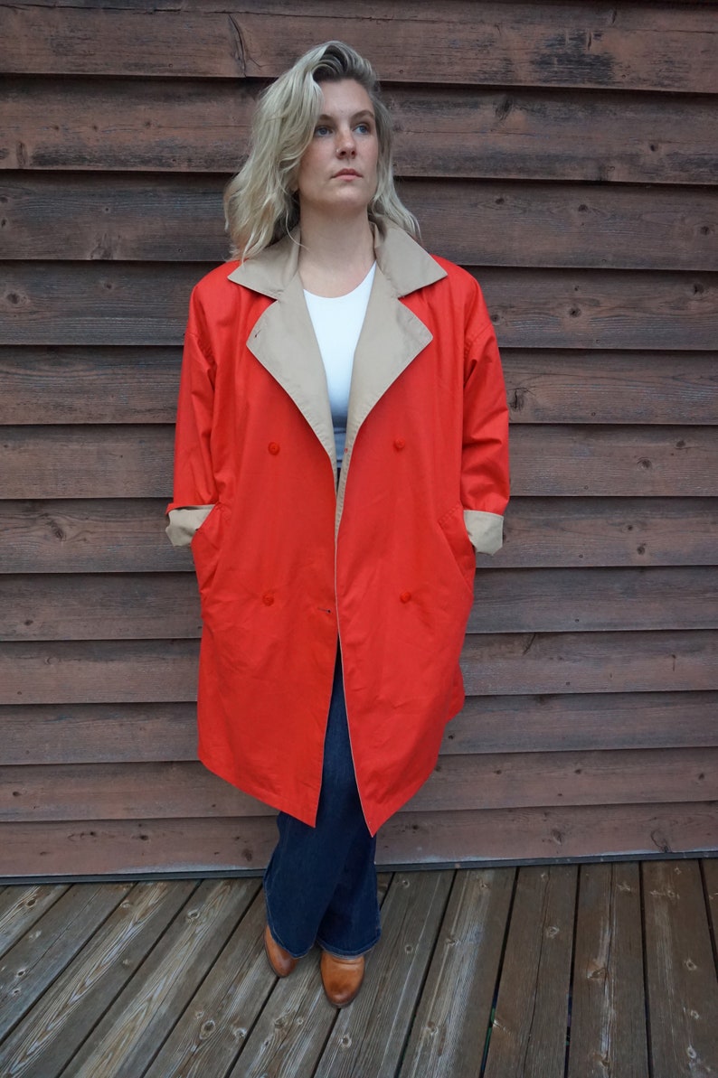 LONDON FOG Trench Coat Classic Red on Beige US14 - Etsy