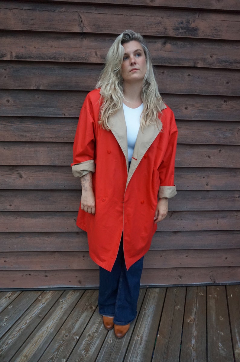 LONDON FOG Trench Coat Classic Red on Beige US14 - Etsy