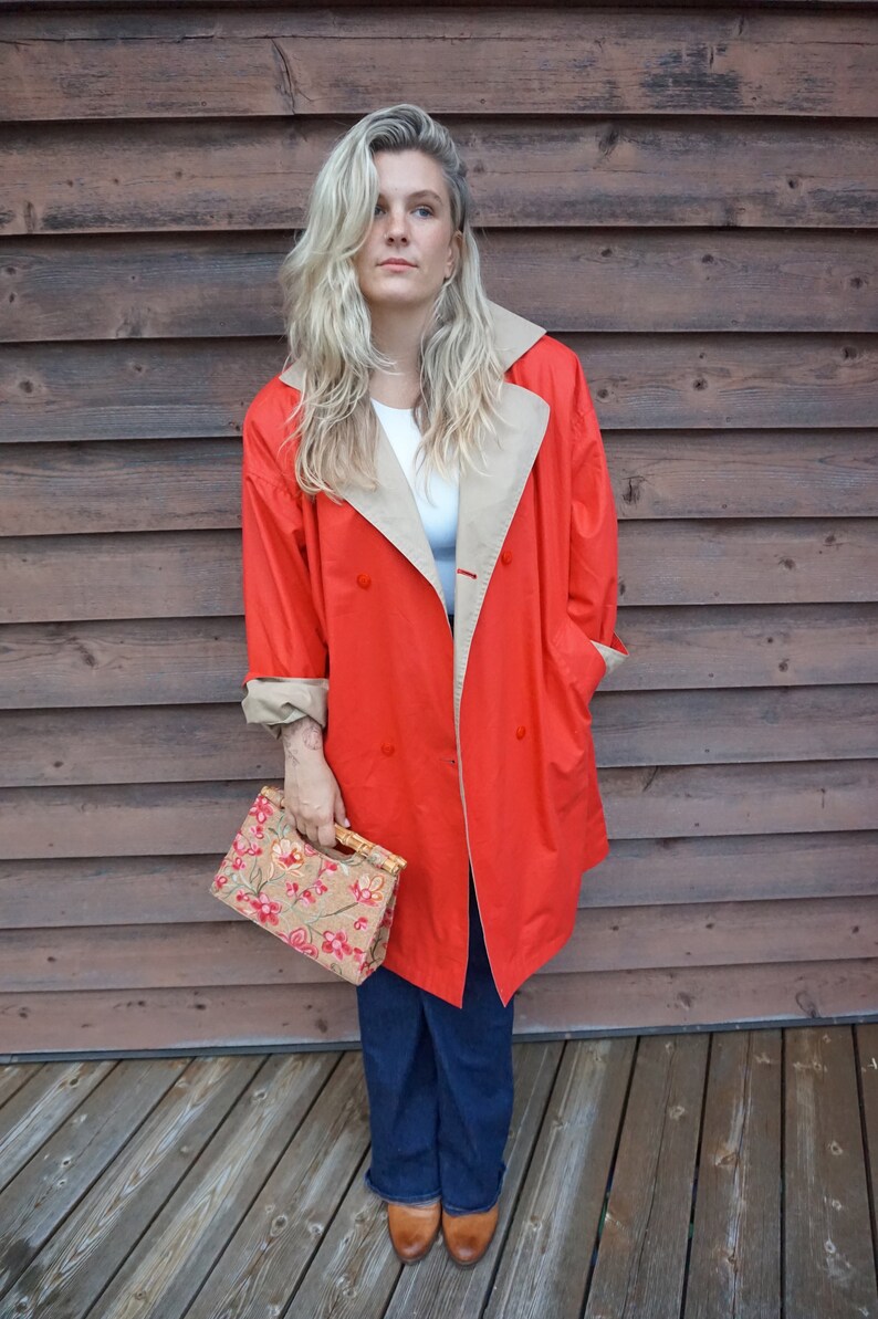 LONDON FOG Trench Coat Classic Red on Beige US14 - Etsy