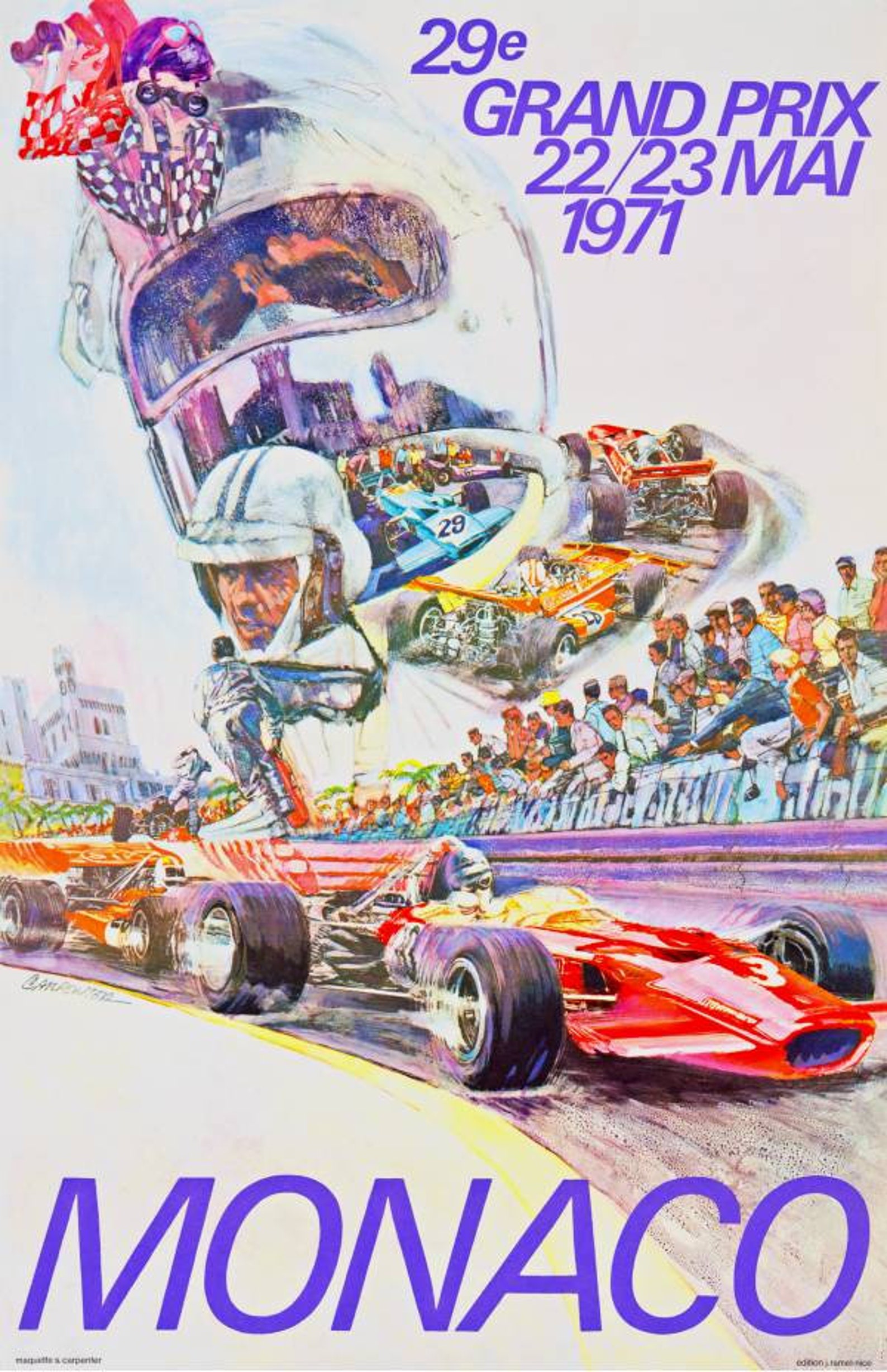 Monaco Grand Prix May 1971 Vintage 70s Poster Print Promo - Etsy
