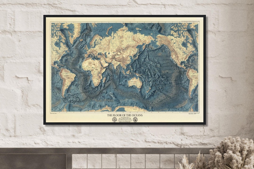 World Map of the Floor of the Oceans 1976 Vintage 70s Poster - Etsy Canada
