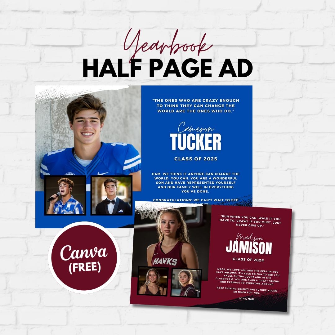 Sports Senior Yearbook Ad Template: Half Page, Class of 2025 (canva ...