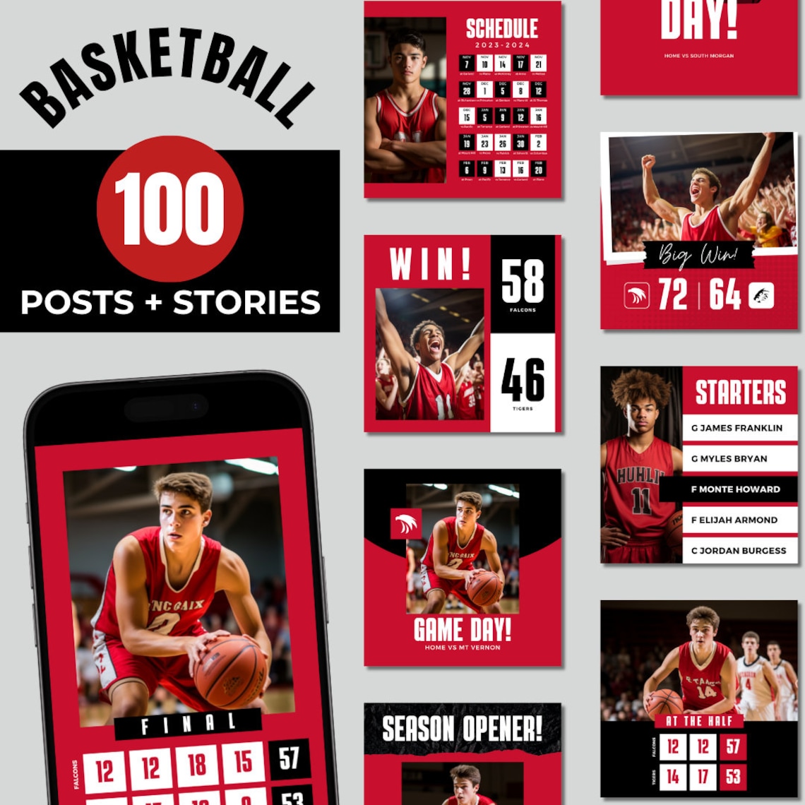 Basketball Canva Templates, Social Media Posts, Instagram Bundle ...