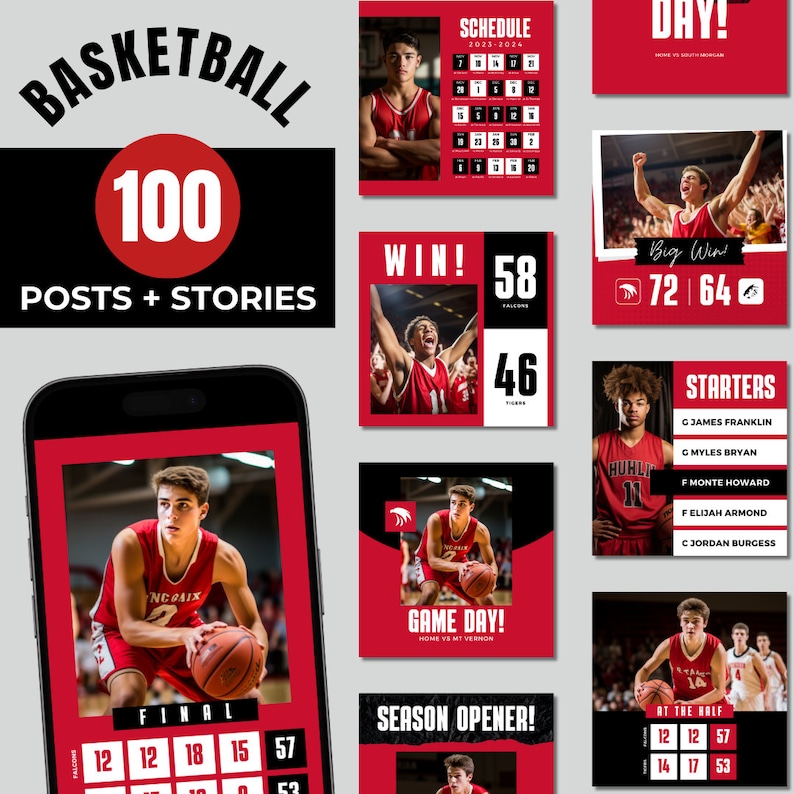 Basketball Social Media Templates: Canva Instagram & Facebook Posts - Etsy