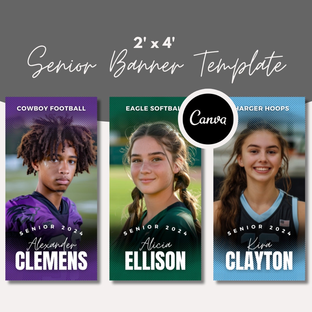 Senior Banner, Canva Template, 2' X 4' Poster, Class of 2024, Thank You ...