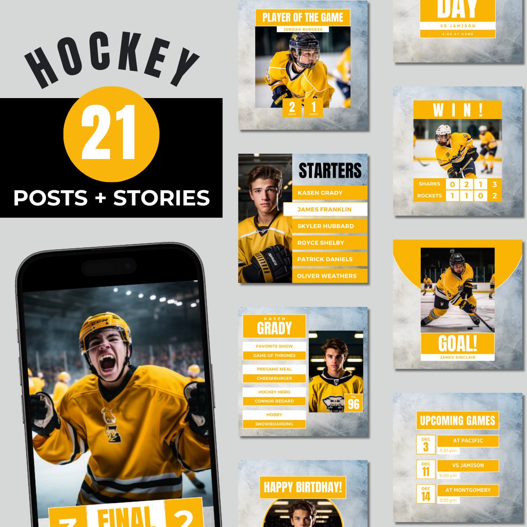 Hockey Social Media, Canva Templates, Instagram Facebook Content, Drag ...