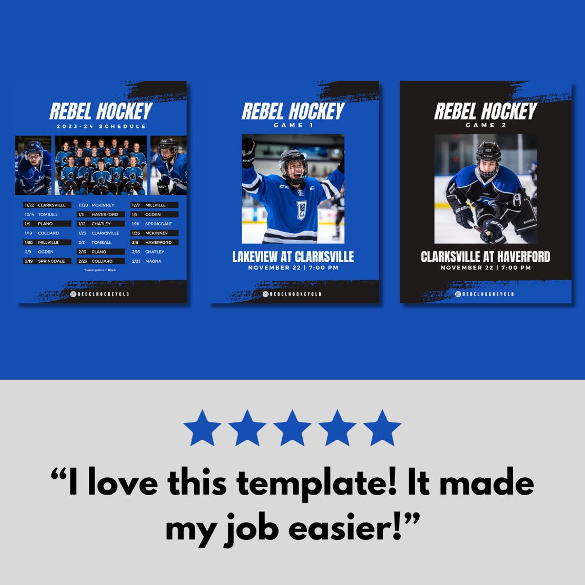 Hockey Team Schedule Template, Easy Edits Canva, Download Flyer, Sports ...