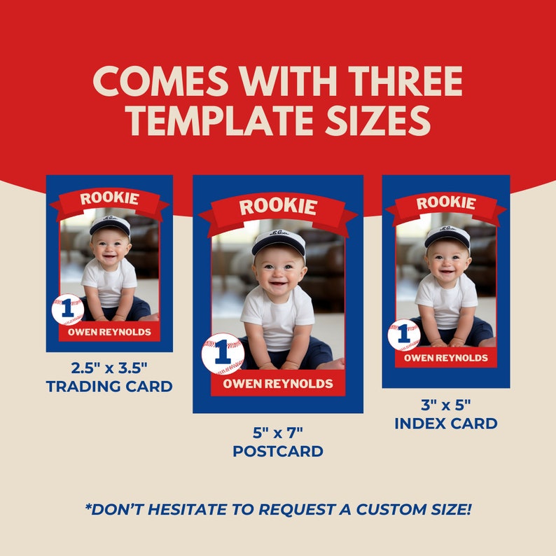 Baby Rookie Card Template, Canva Baseball Edit, Personalized One Year ...
