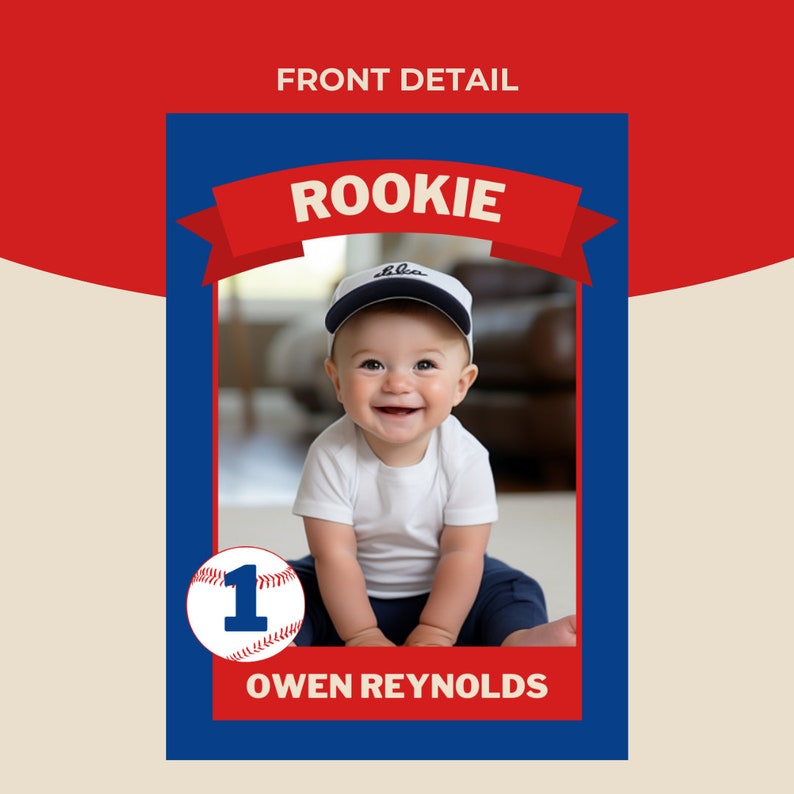 Baby Rookie Card Template, Canva Baseball Edit, Personalized One Year ...