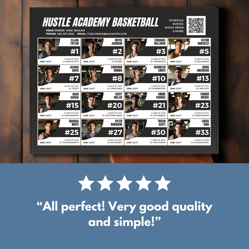 Team Recruit Roster Template: Customizable Athlete Profile (canva ...
