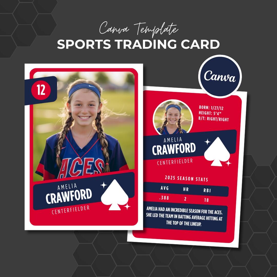 Custom Sports Card Template: Printable Trading Card Design (canva ...